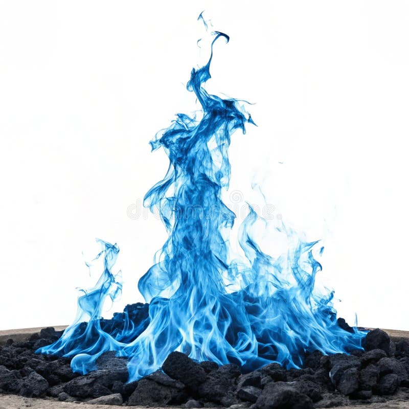 Blue Fire Isolated on White Background Stock Illustration ...