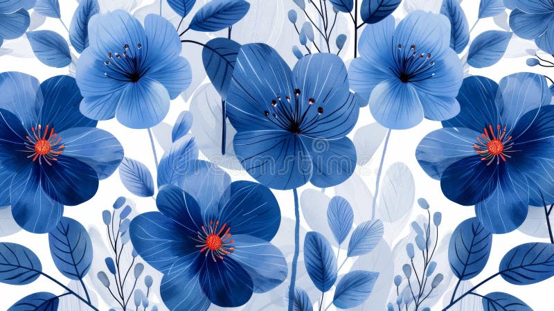 Vibrant Blue Floral Pattern for Modern Designs Generative AI Stock ...