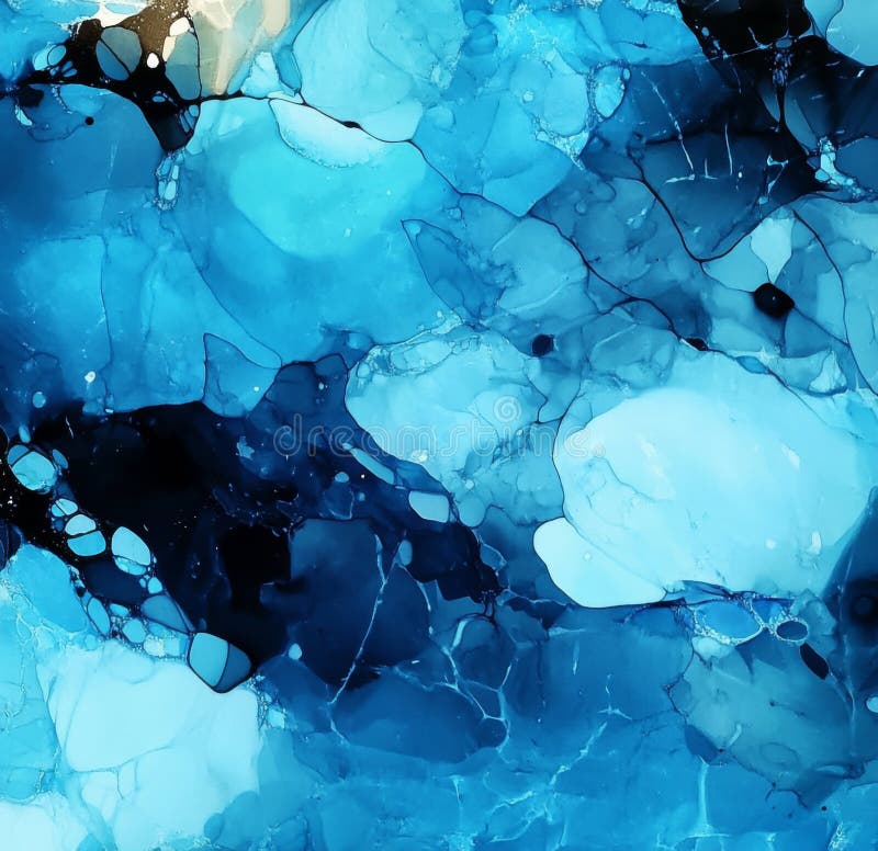 Vibrant Blue Fluid Art with Organic Shapes and Intricate Patterns Stock ...