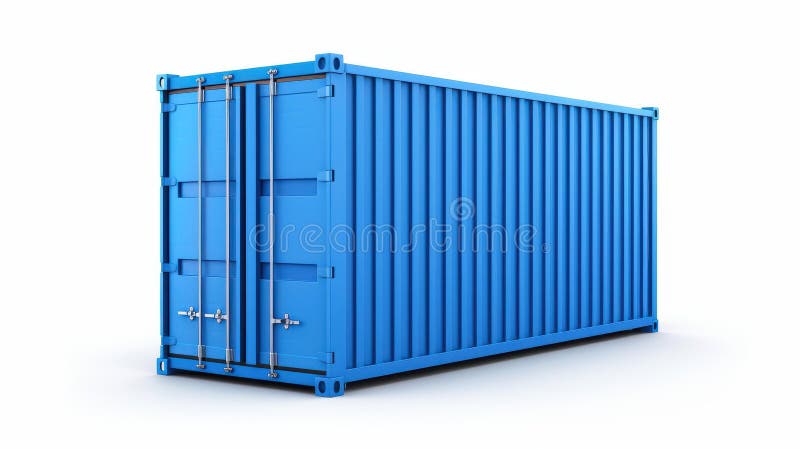 A Vibrant Blue Freight Shipping Container Showcased in a Clean, White ...