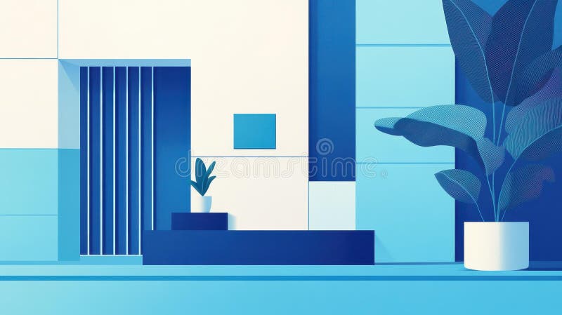 Vibrant Blue Geometric Design Template Featuring Modern Flat ...