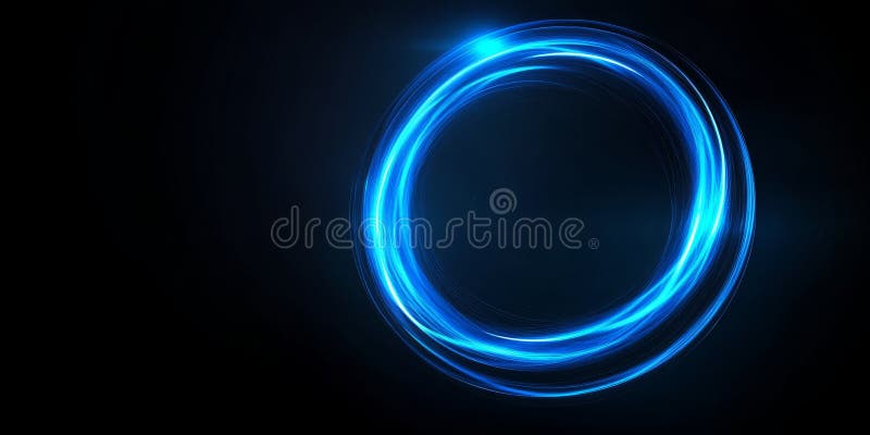 A Vibrant Blue Glowing Circle Set Against a Deep Black Background Stock ...