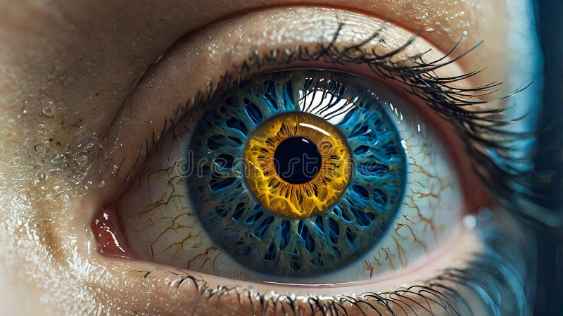 Vibrant Blue and Gold Eye: a Close-Up View Stock Image - Image of ...