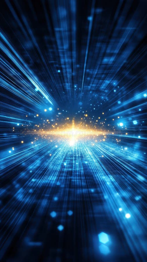 Vibrant Blue and Gold Light Beams Create Cosmic Effect Stock ...