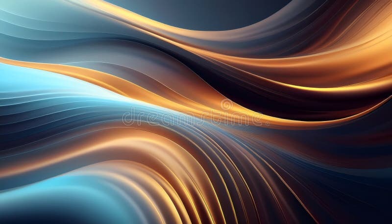 Vibrant Blue, Gold Lines Weaving Dynamic Wave Pattern Across Digital ...
