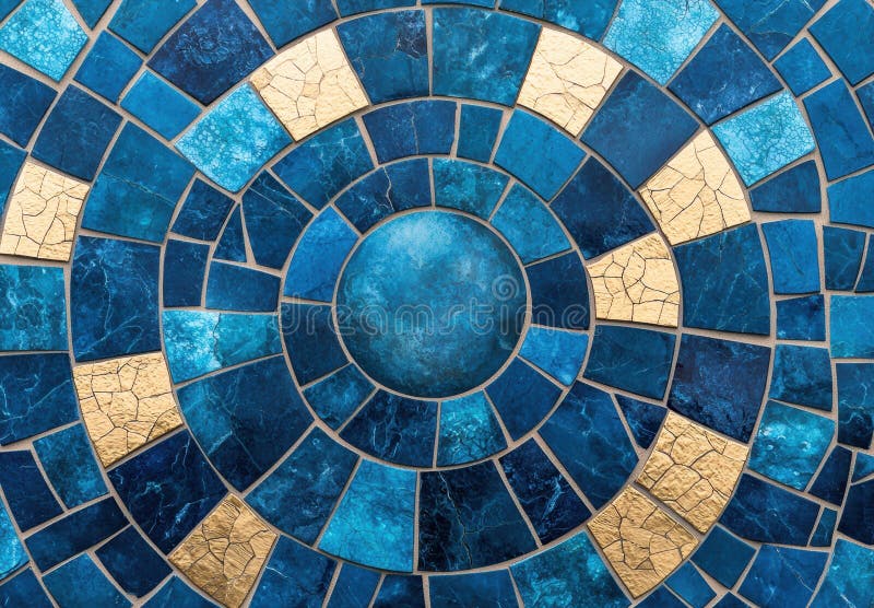 Vibrant Blue and Gold Mosaic Pattern Stock Illustration - Illustration ...