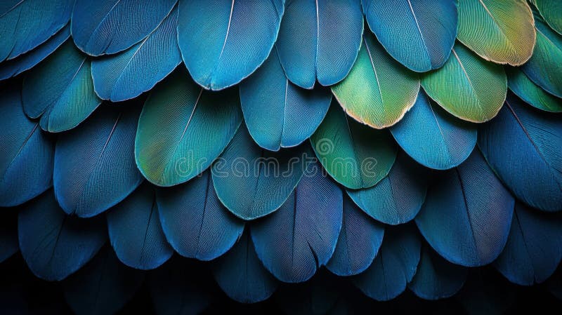 Vibrant Blue and Green Feather Texture with Intricate Details and ...