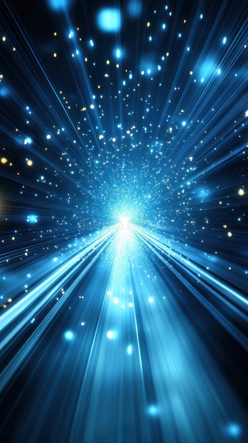Vibrant Blue Light Beams Radiate in Cosmic Explosion Stock Illustration ...