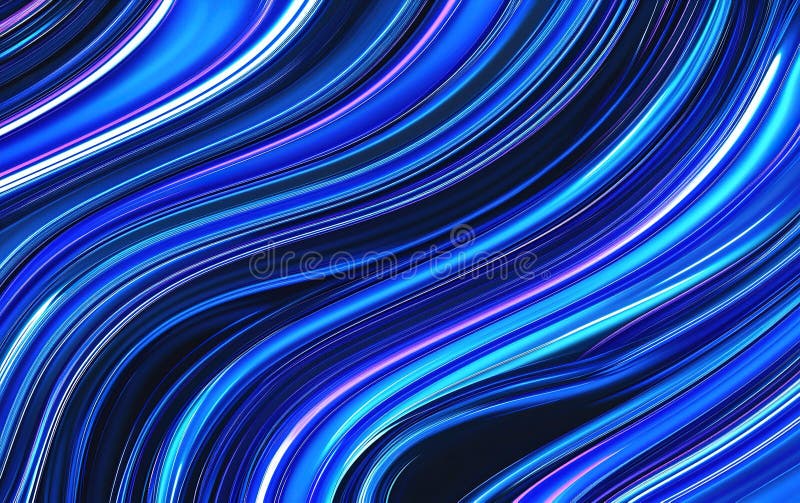 Vibrant Blue Light Trails Create a Dynamic Abstract Pattern on a Dark ...