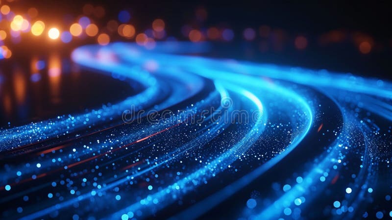 Vibrant Blue Light Trails Create an Ethereal, Dynamic Atmosphere. Stock ...