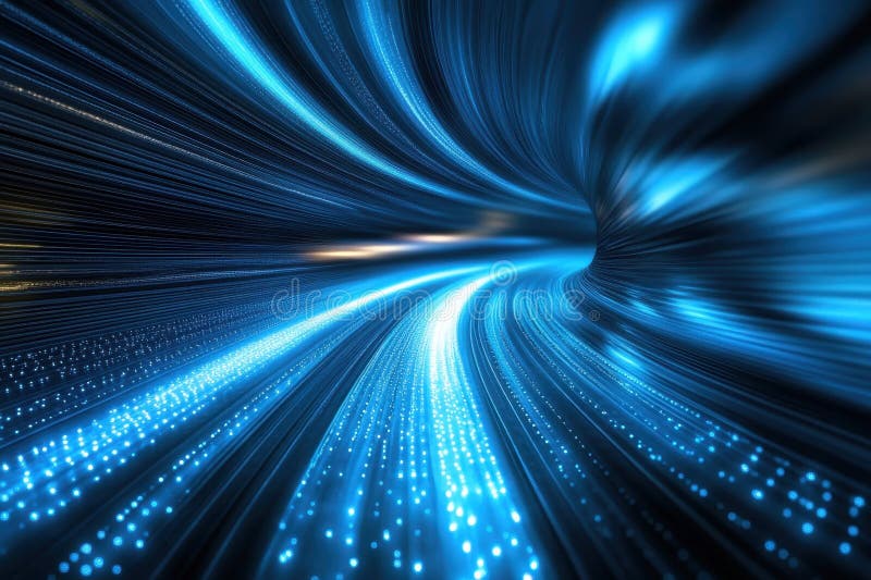 Vibrant Blue Light Trails Create a Sense of Speed and Movement through ...