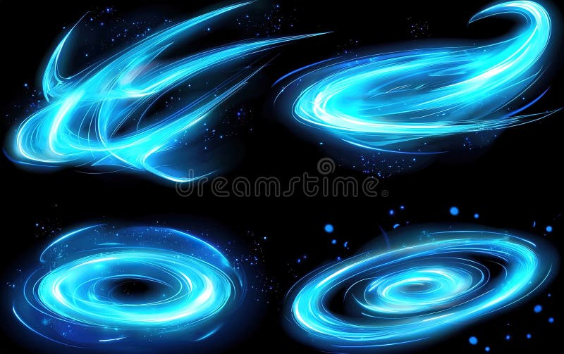 Vibrant Blue Light Trails Swirling Against a Black Background Create a ...