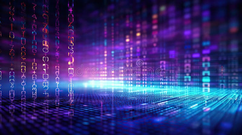 Vibrant Blue and Magenta Digital Artwork or the Matrix, with Glowing ...