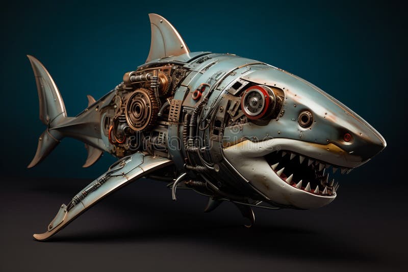 Mechanical Shark Sculpture on Transparent Background Stock Photo ...