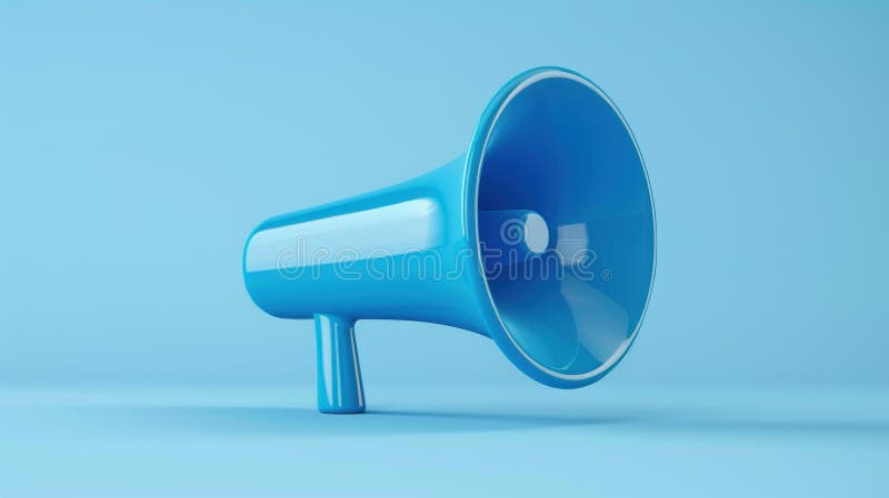 Vibrant Blue Megaphone Illustration in 3D, Ideal for Business ...