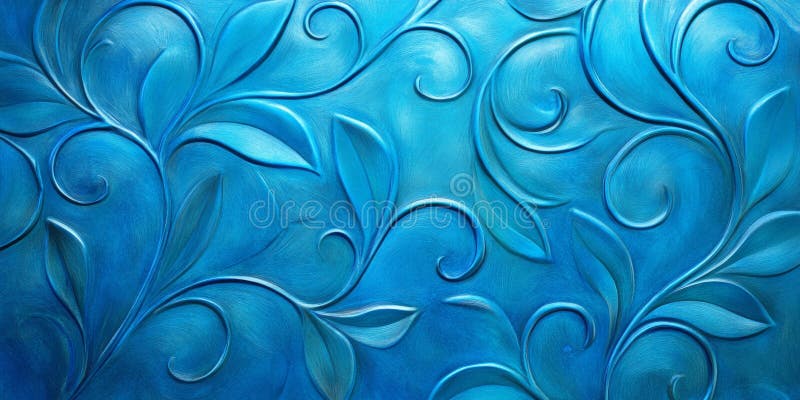 Vibrant Blue Metallic Surface with Intricate Embossed Patterns and Soft ...