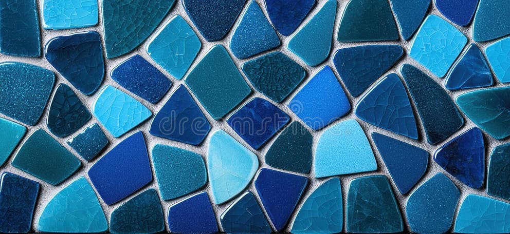 Vibrant Blue Mosaic Tile Pattern Stock Illustration - Illustration of ...