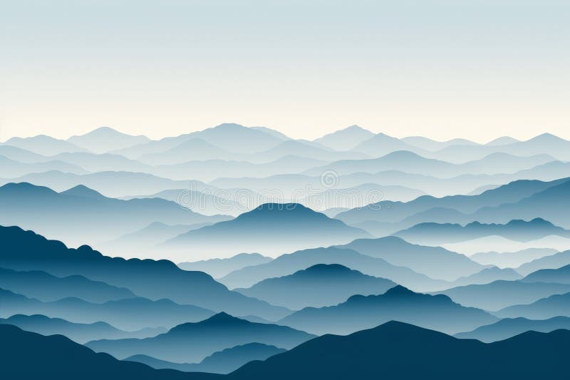 Vibrant Blue Mountain Landscape Utilizing Color Gradients for Depth and ...