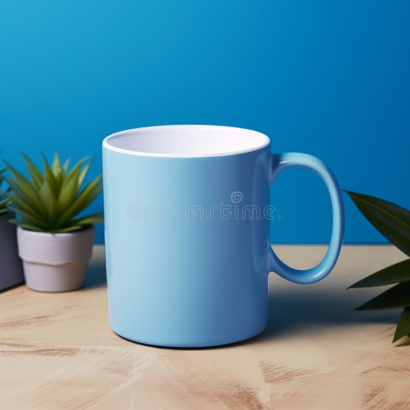 Vibrant Blue Mug Mockup with Hyper-realistic Pop Style Stock ...