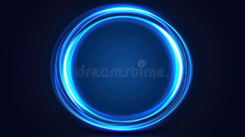 Vibrant Blue Neon Circle with Radiant Rays Creates an Eyecatching Glare ...