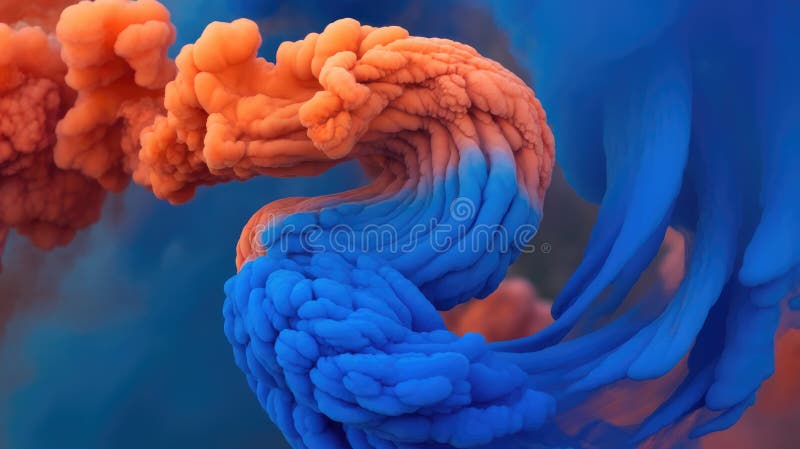 Vibrant Blue and Orange Abstract Fluid Art with Dynamic Shapes and Soft Textures. Stock ...