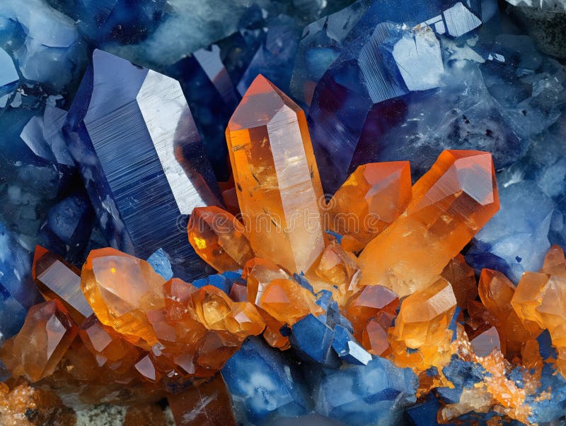 Vibrant Blue and Orange Crystals Stock Photo - Image of closeup, facets ...