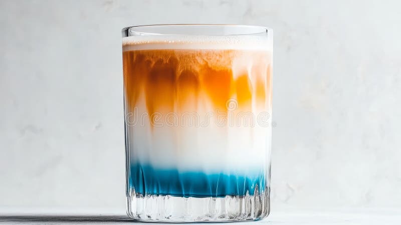 Vibrant Blue and Orange Gradient Layered Drink in a Tall Glass ...