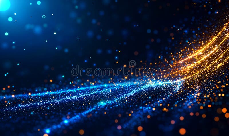 Vibrant Blue and Orange Particles Create Dynamic Wave Effect Against ...