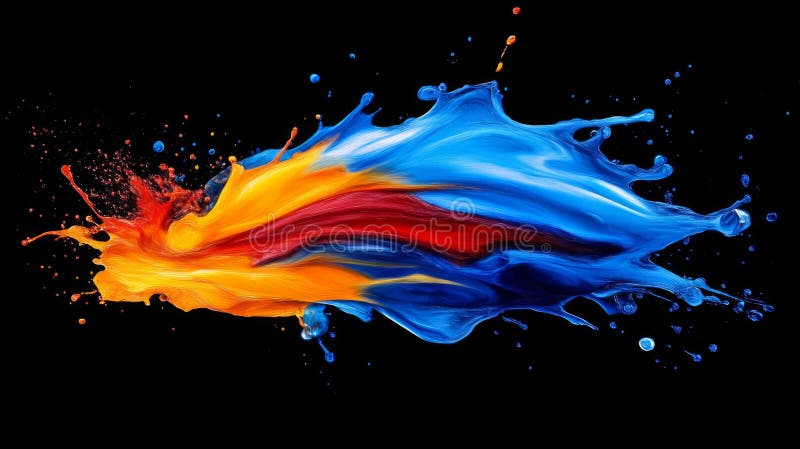 Vibrant Blue Orange Red Paint Splash Explosion Stock Illustration ...