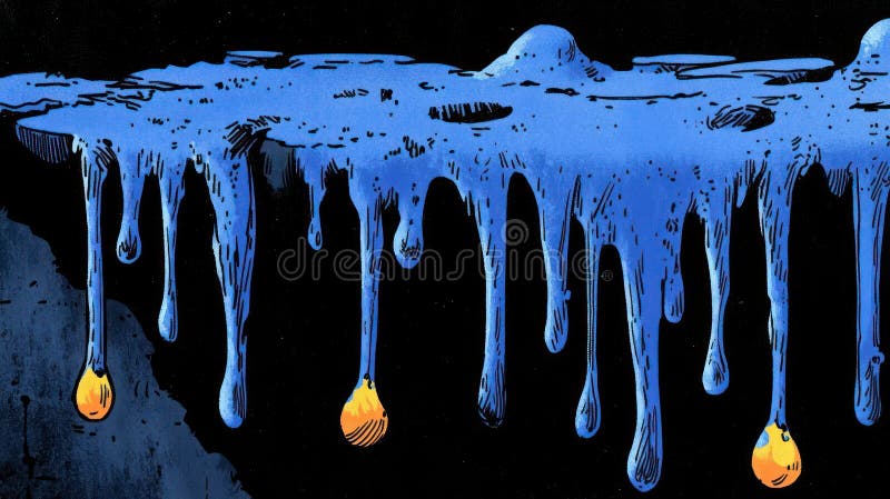 Abstract Blue Dripping Paint on Black Background Stock Illustration ...