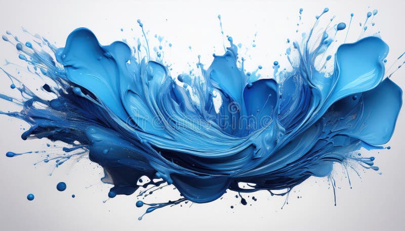 Vibrant Blue Paint Explosion in a Secluded White Background a Playful ...