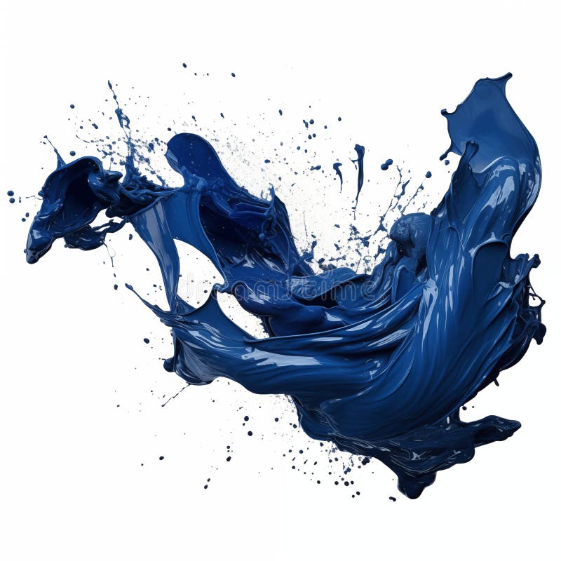 Vibrant Blue Paint Splash Mid-Flight Against a White Background Stock ...