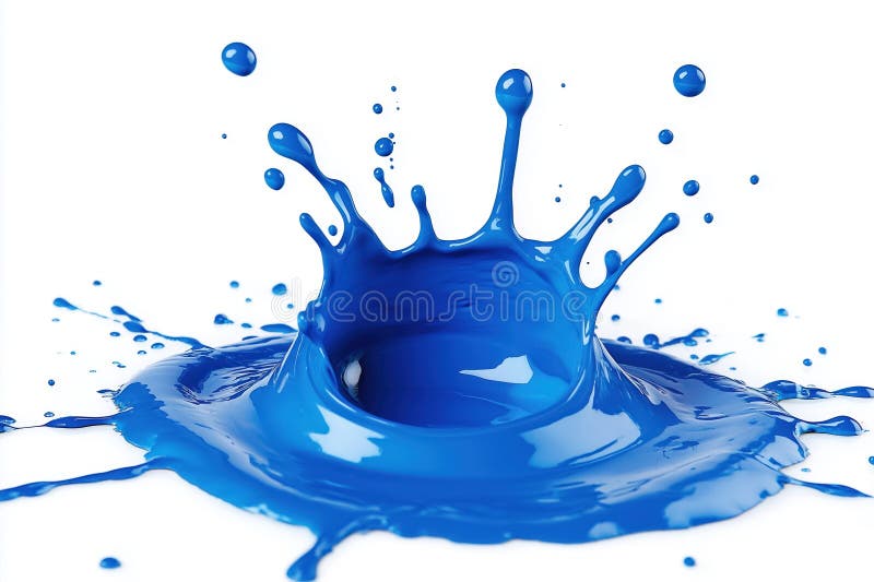 Vibrant Blue Paint Splatter on Isolated Background. Numerous Small ...