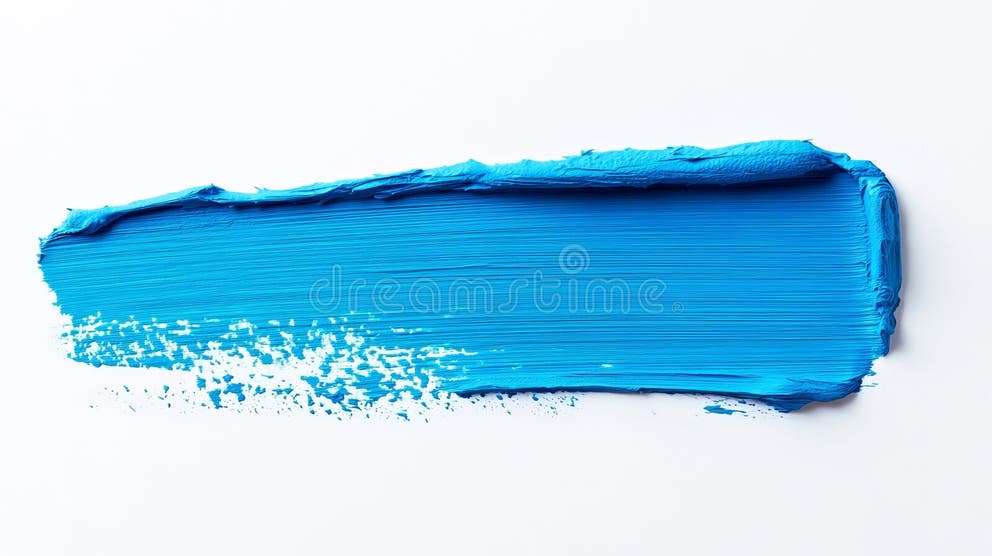 Vibrant Blue Paint Stroke on White Background Showcasing Texture Stock ...