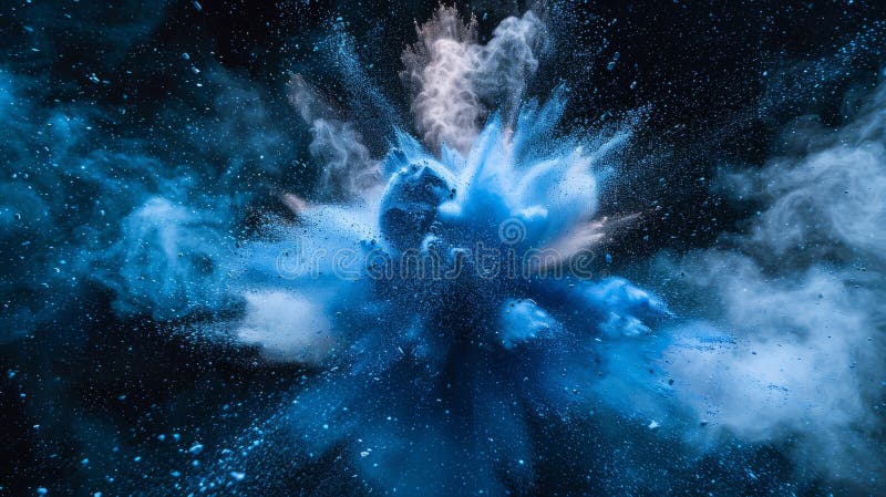 Blue Powder Explosion Against Black Background Stock Image - Image of ...