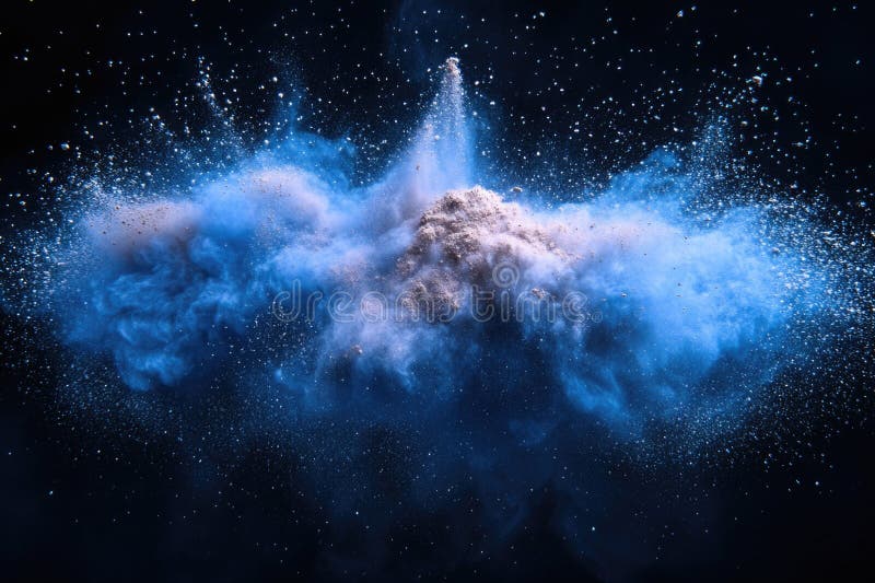 Vibrant Blue Powder Explosion for Creative Design and Stun Stock ...