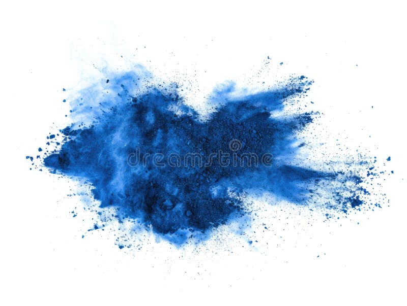 Blue Powder Explosion on White Background Stock Image - Image of ...