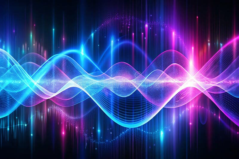 Vibrant Blue and Purple Digital Waveforms with Flowing Motion Stock ...