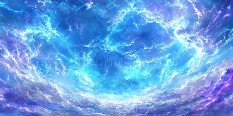 Vibrant Blue and Purple Fantasy Sky Cloudscape Dramatic Celestial ...