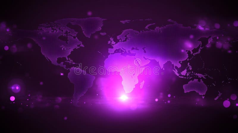 A Vibrant Blue and Purple Map of the World, Featuring Interconnected ...