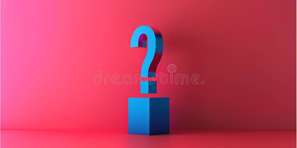 Vibrant Blue Question Mark on a Cube, Abstract Art, Copy Space, Header ...