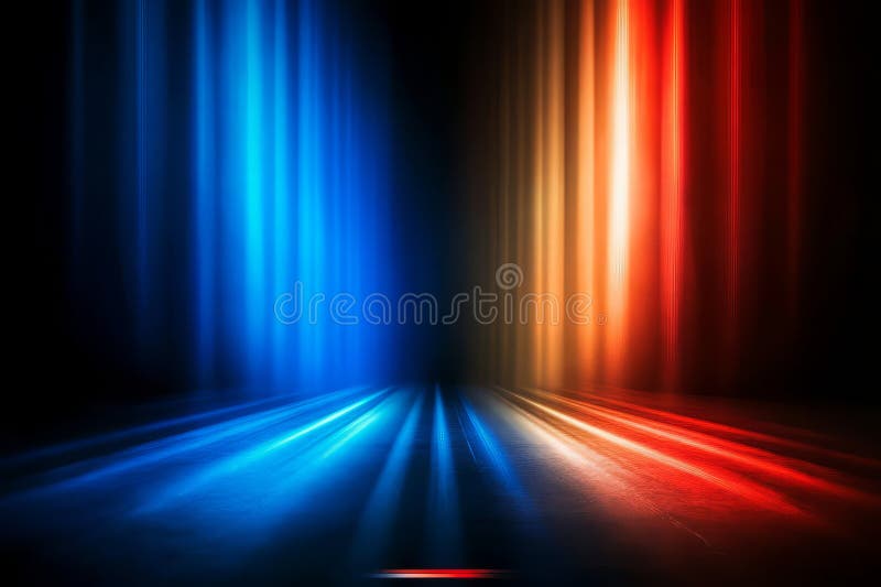 Vibrant Blue and Red Light Rays Create Dramatic Background Effect Stock ...