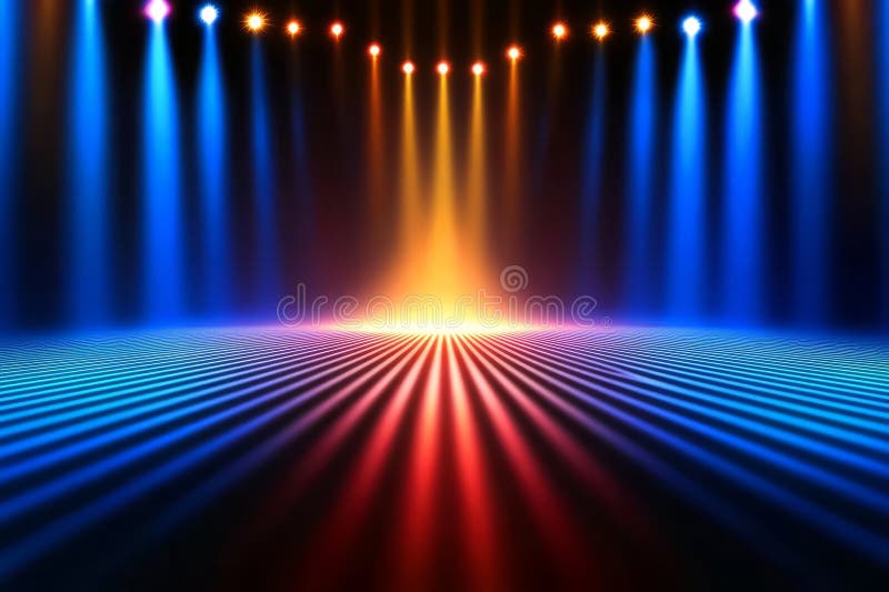 Vibrant Blue and Red Light Rays Create Dynamic Stage Background with ...