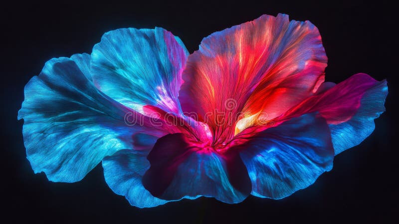 Vibrant Blue and Red Pixel Flower Art on Dark Background Stock ...