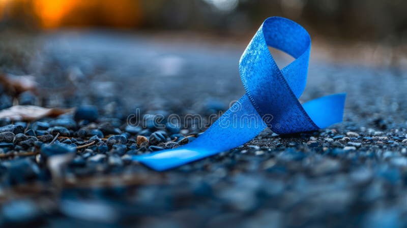 A Vibrant Blue Ribbon Rests on a Textured Surface, Symbolizing ...