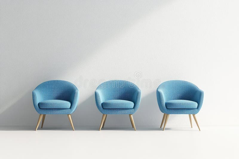 Vibrant Blue Seating Options Against a Clean Light Backdrop. Stock ...