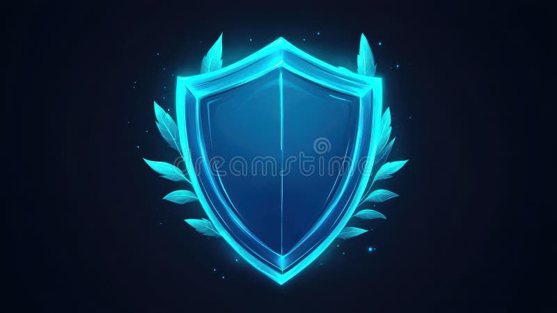 A Vibrant Blue Shield Featuring Glowing Lines, Created in a Modern ...