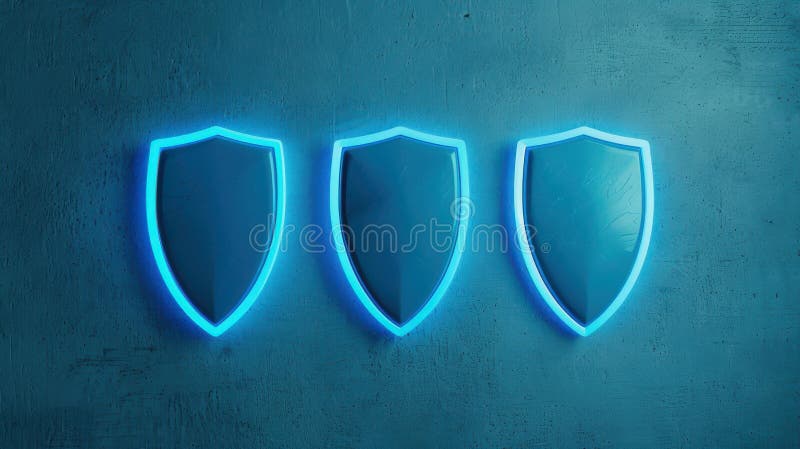 Vibrant Blue Shields Radiate a Glow, Featuring Unique Surfaces that ...