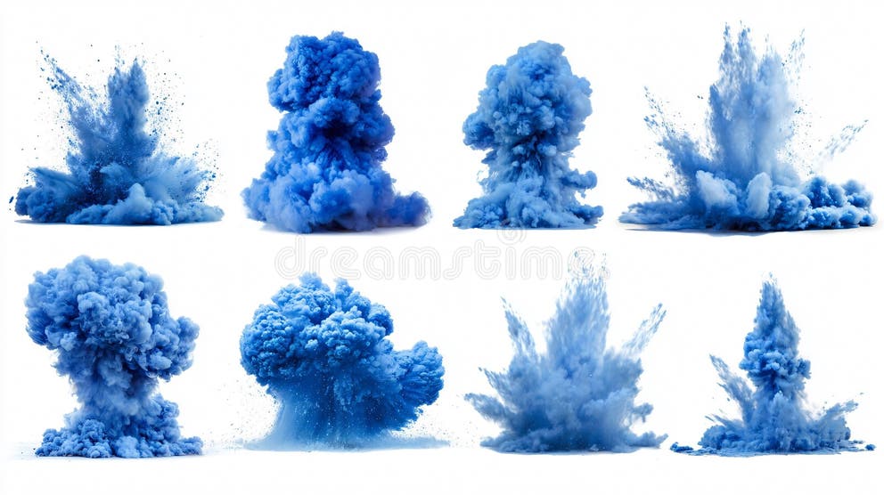 Vibrant Blue Smoke Explosions and Blast Collection for Design Projects ...