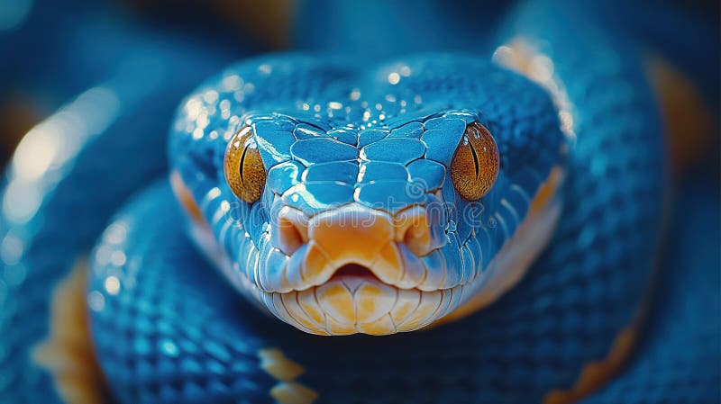 Vibrant Blue Snake Close-up Stock Illustration - Illustration of snake ...